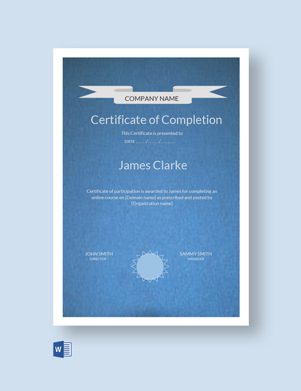FREE Course Completion Certificate Template - Word | PSD | InDesign ...