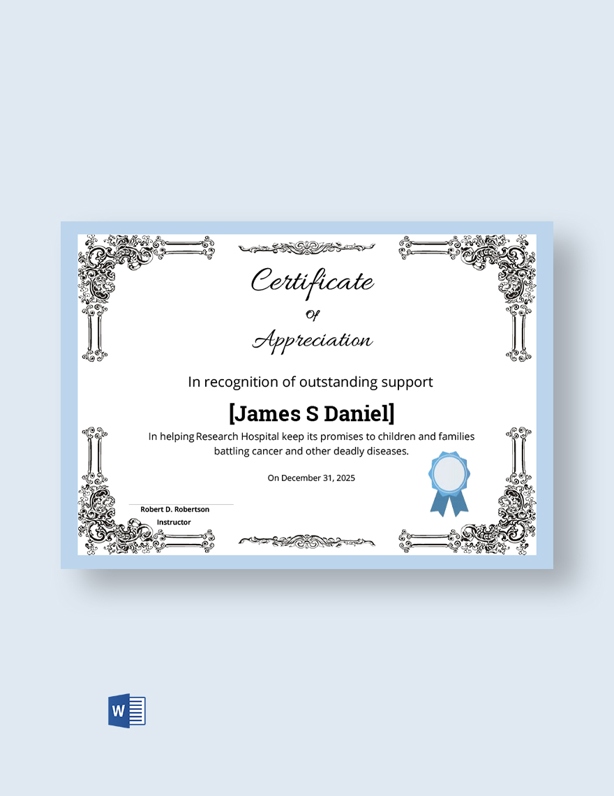 Elegant Appreciation Certificate Template - Google Docs, Word, Outlook ... Elegant Appreciation Certificate Template - Google Docs, Word, Outlook ...
