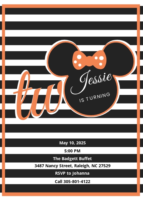 Minnie Mouse Birthday Invitation Template In Google Docs Illustrator 