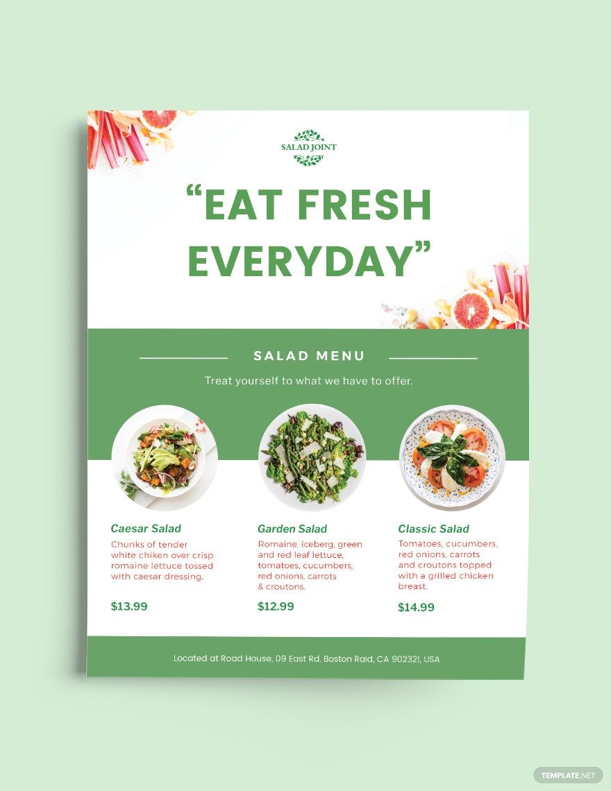 Salad Menu Flyer Template Download In Word Google Docs Illustrator 
