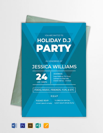 FREE DJ Party Invitation Template - Word | PSD | InDesign | Apple Pages ...