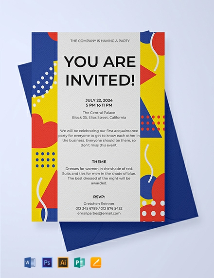 FREE Email Party Invitation Template Word PSD InDesign Apple 