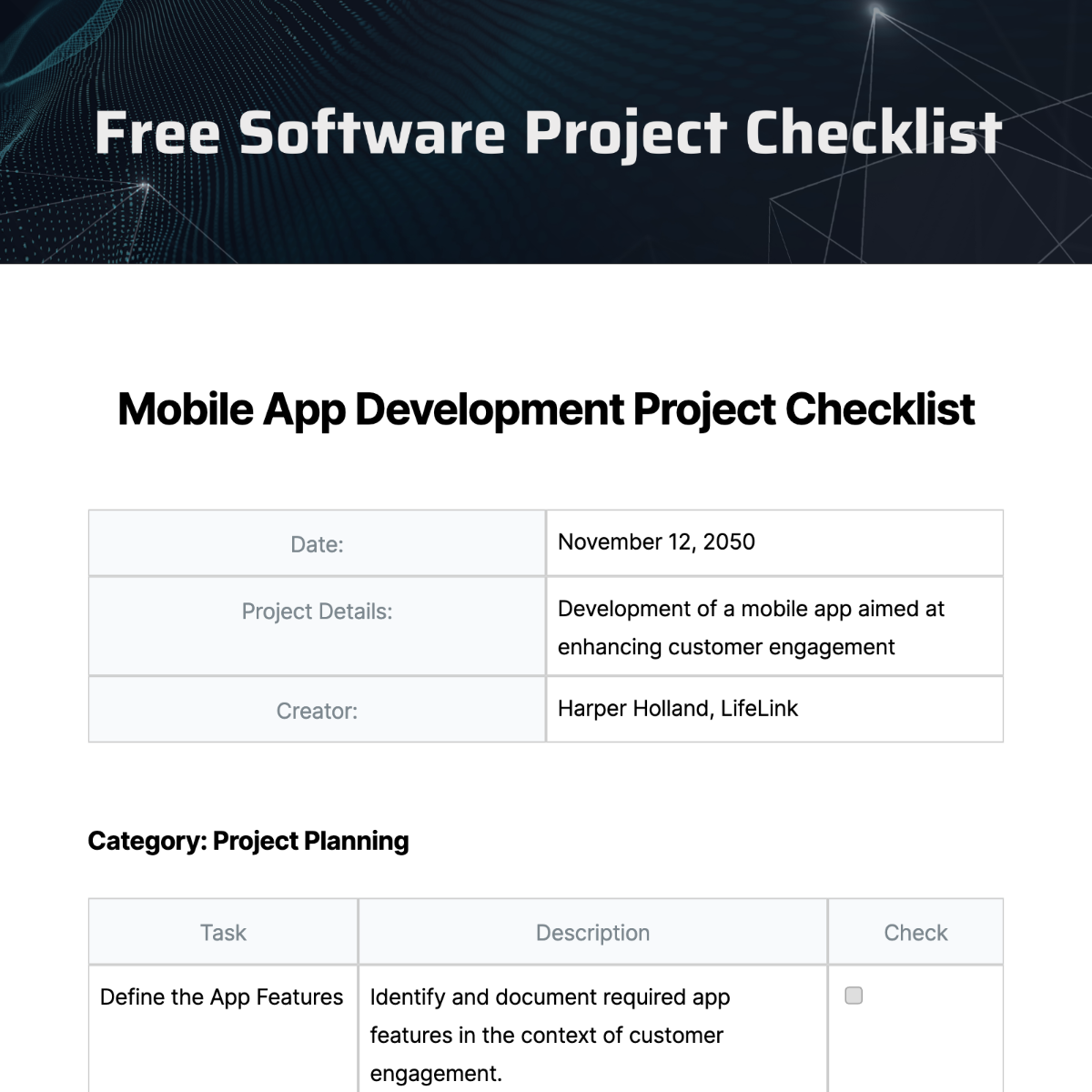 Software Project Checklist Template Edit Online Download Example
