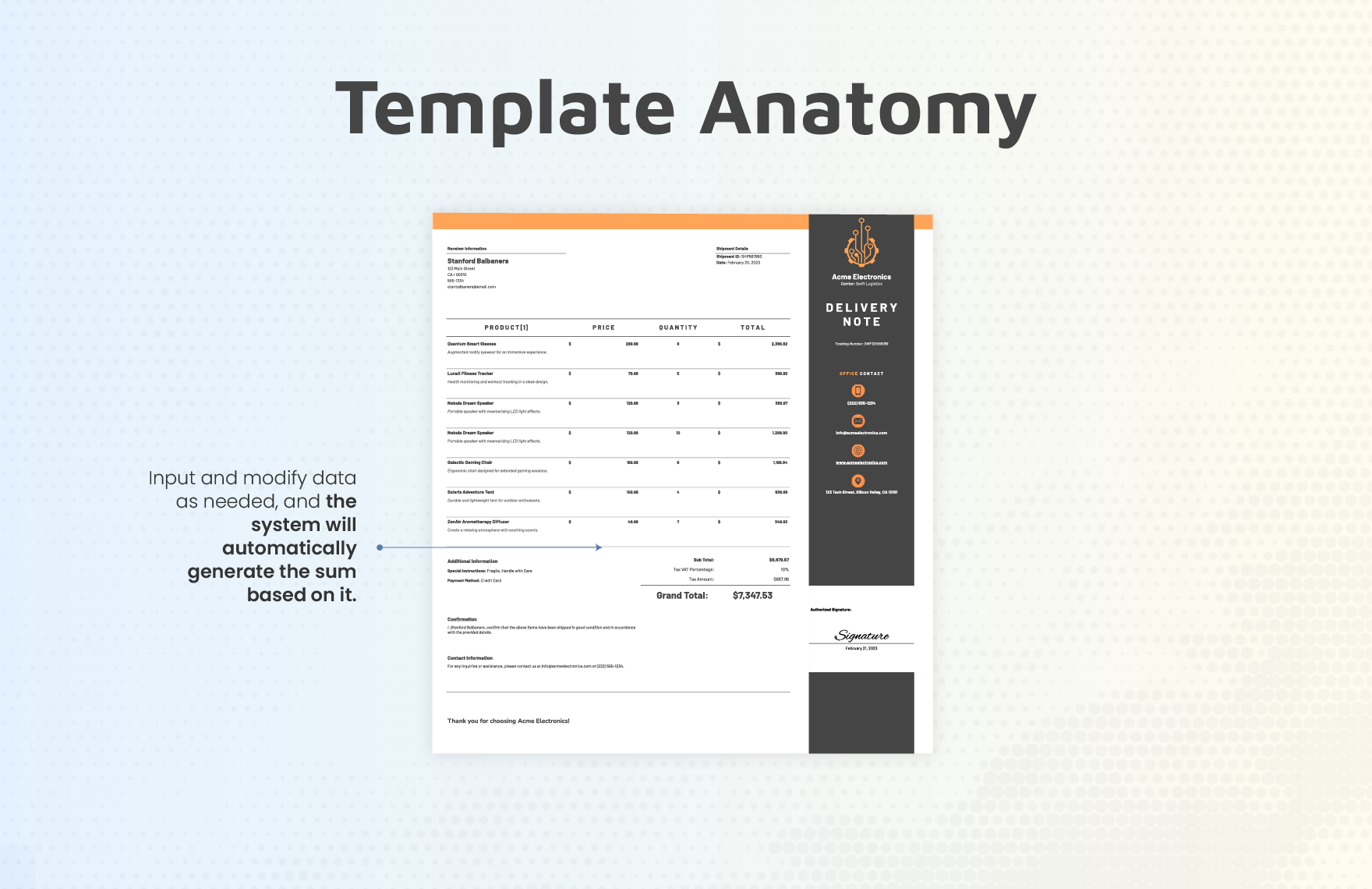 Shipping Delivery Note Template - Download in Excel, Google Sheets ...