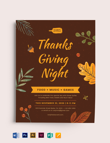 28 Thanksgiving Flyer Templates PSD AI Vector EPS
