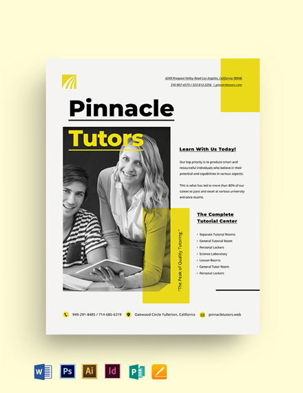 Tutoring Flyer Template - Illustrator, Word, Apple Pages, PSD ...