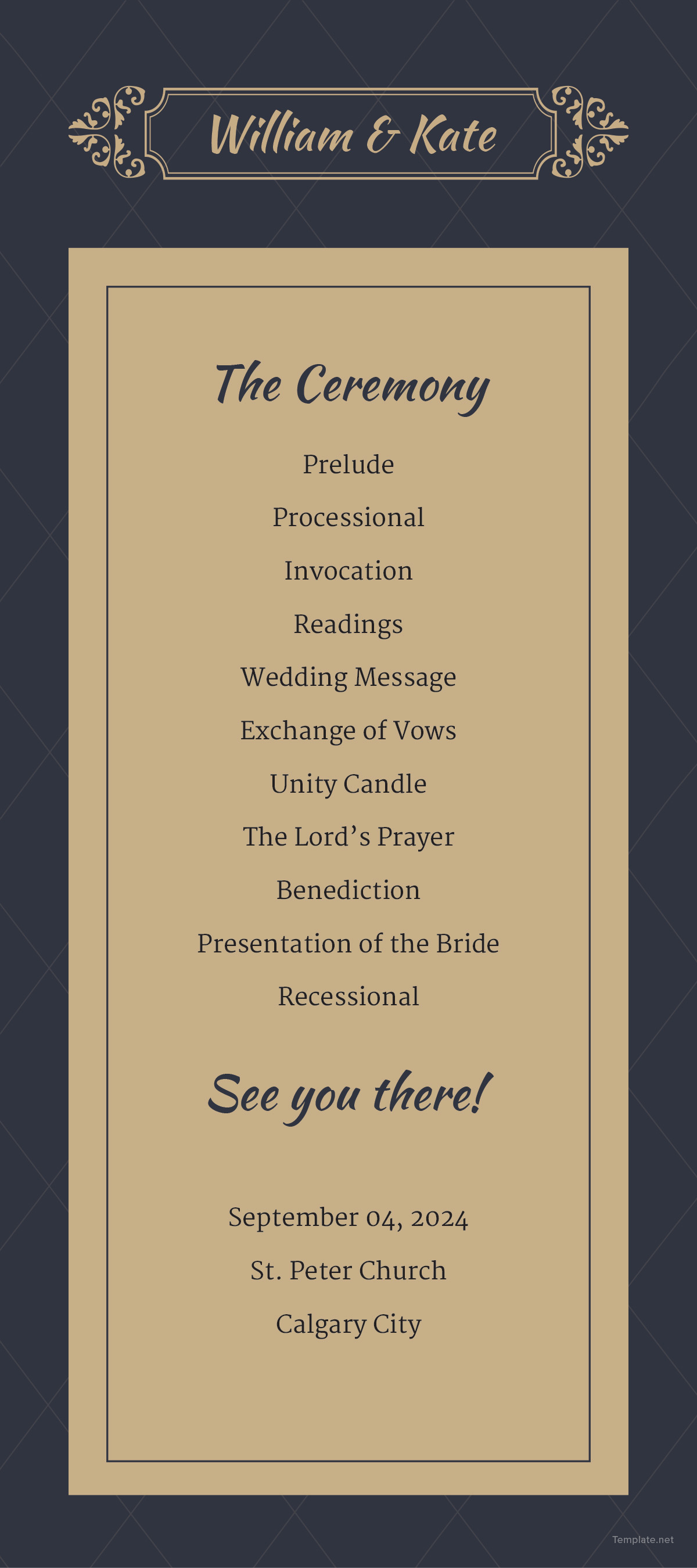 Traditional Wedding Program Template In Adobe Photoshop Illustrator 