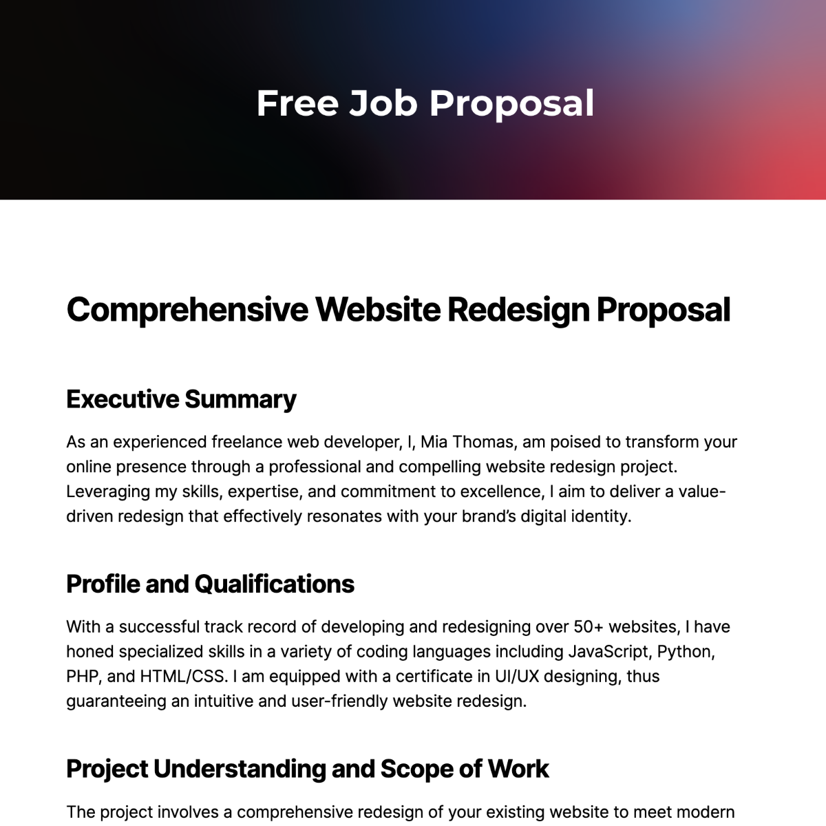 Free Job Proposal - Edit Online & Download | Template.net