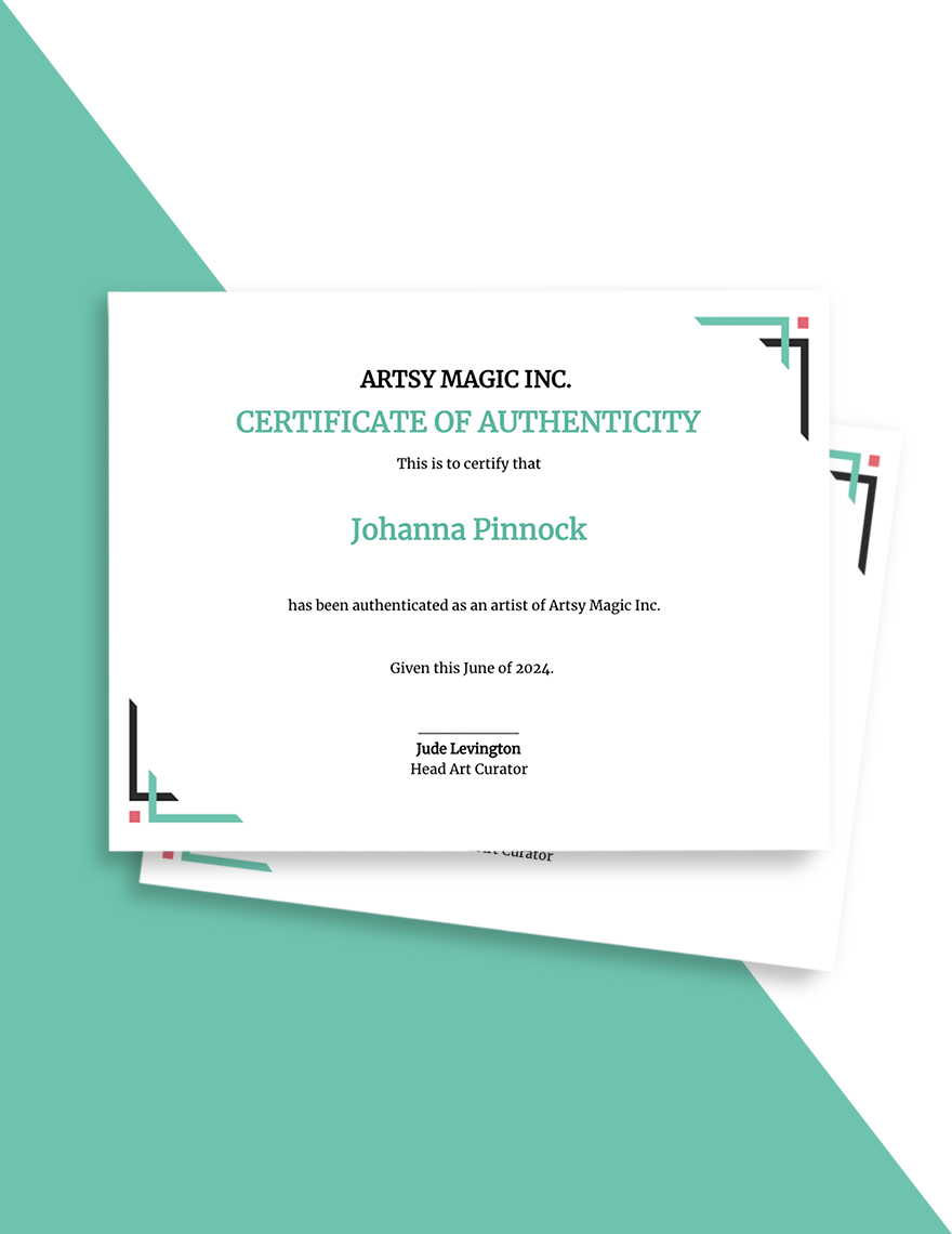Authenticity Certificate Painting Template - Google Docs, Illustrator ...