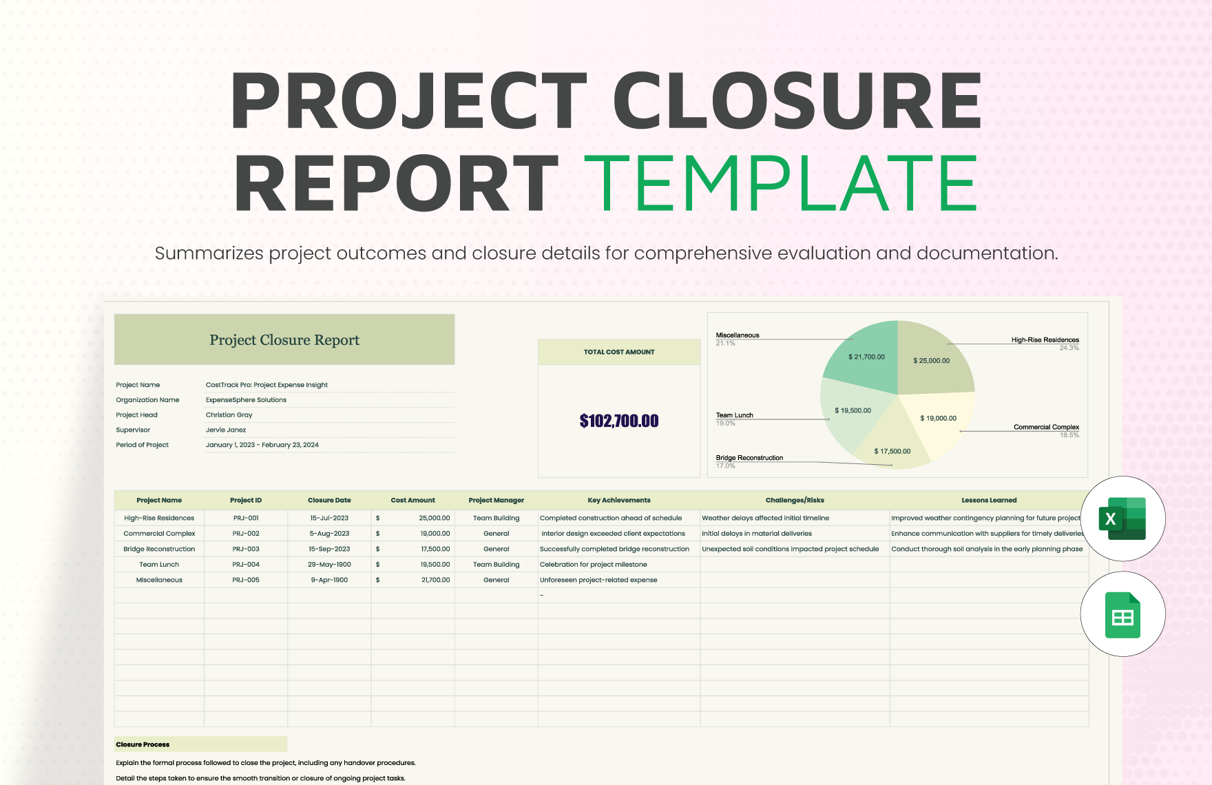 Project Completion Report Template In Word PDF Google Docs Download