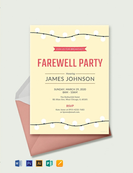 Farewell Party Invitation Template - Illustrator, Word, Outlook, Apple ...