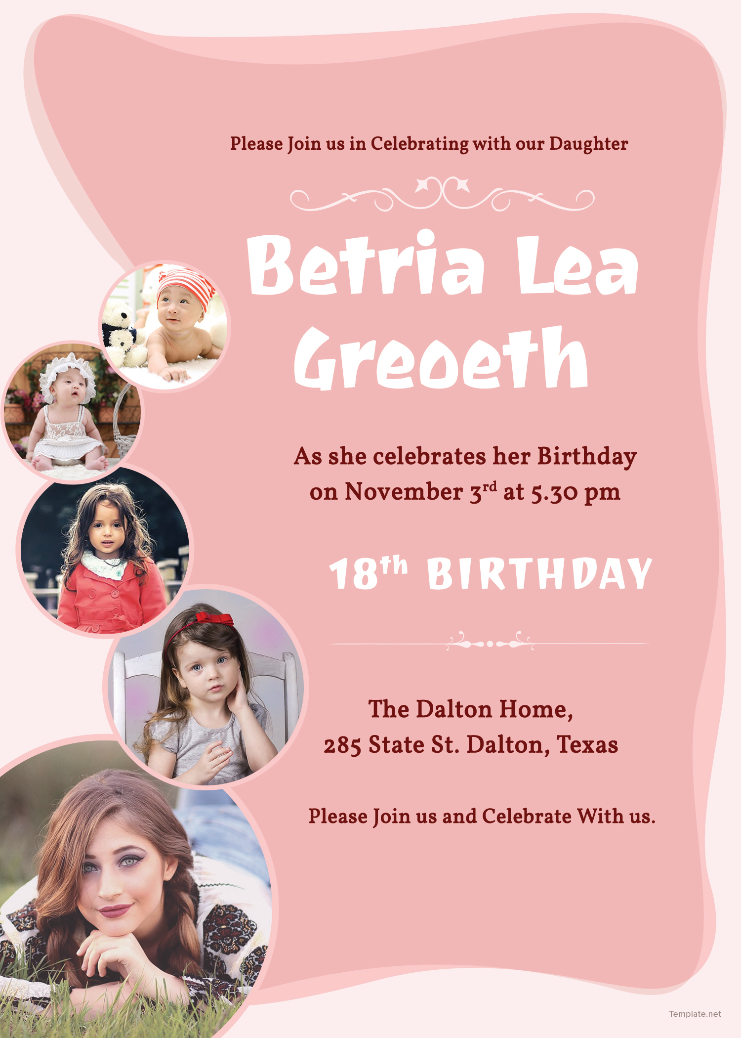 18th Birthday Invitation Template In Adobe Photoshop Illustrator 