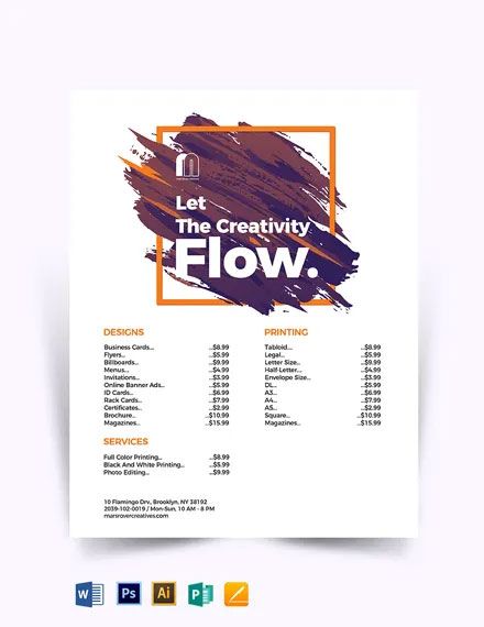 Graphic Design Price List Template Download In Word Google Docs 