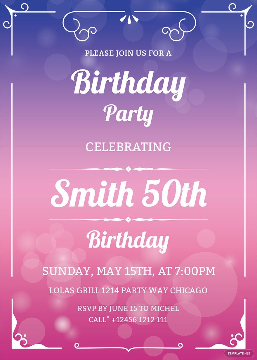 Birthday Invitation Templates Design Free Download Template