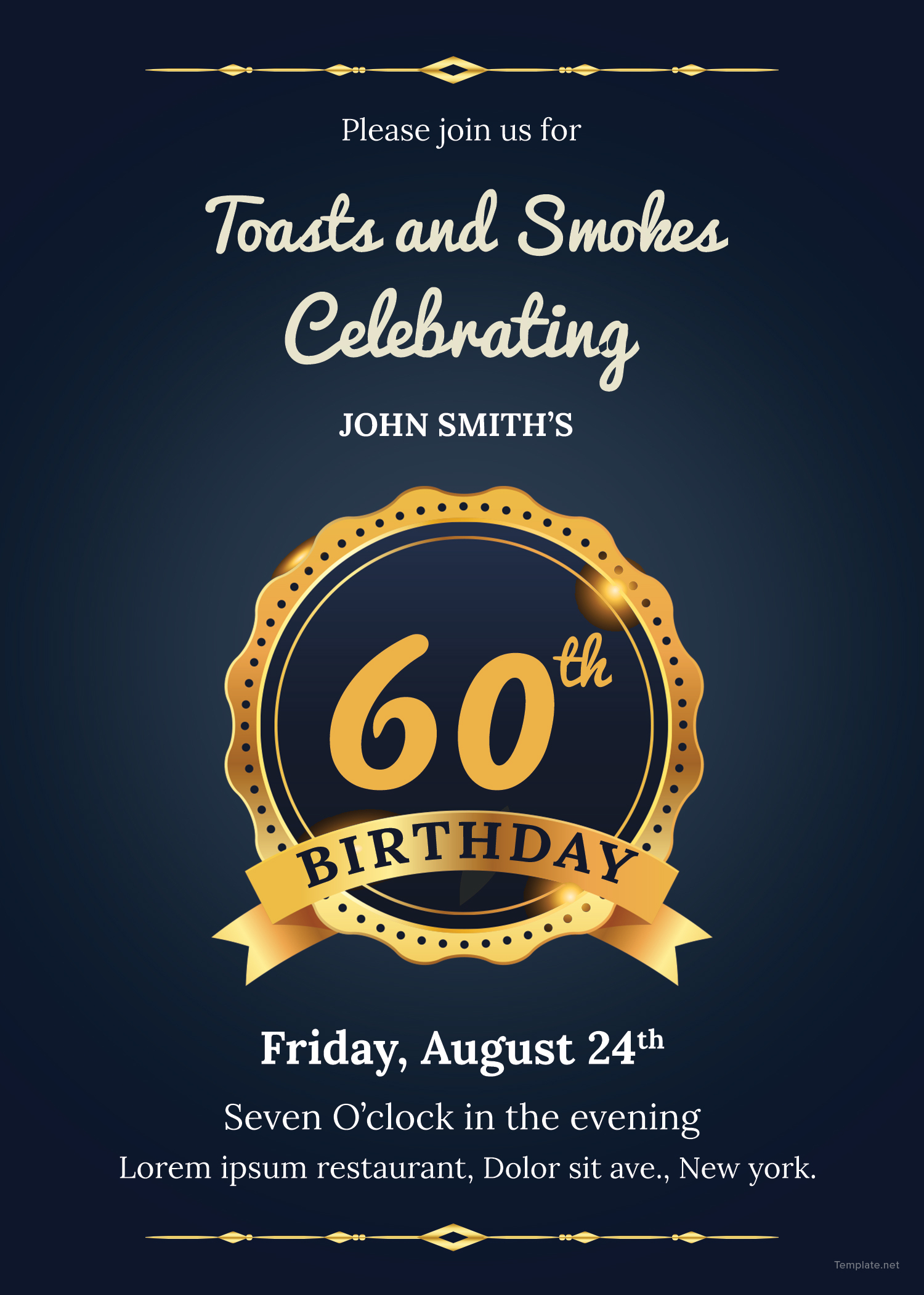 60th Birthday Party Invitations Free Downloadable Templates Vseego