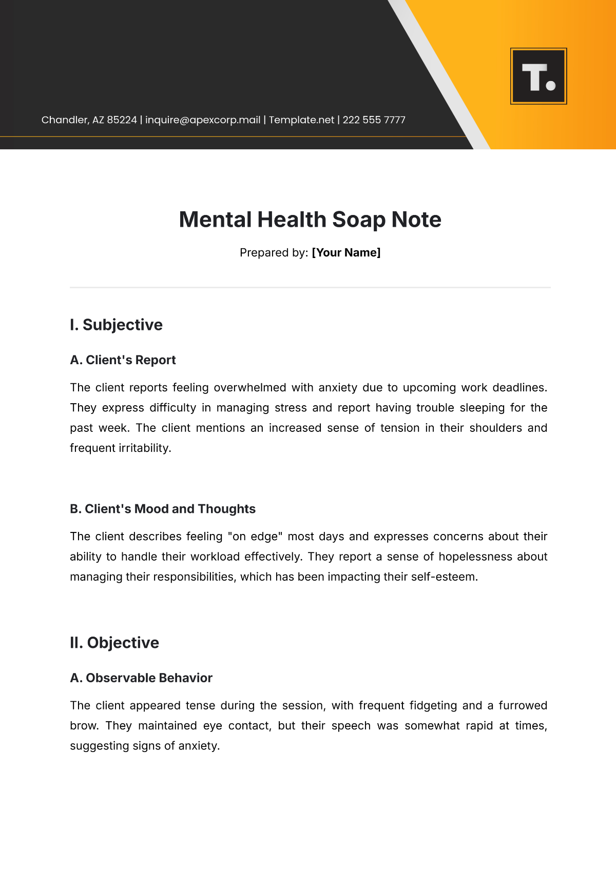 Free SOAP Note Templates Editable And Printable