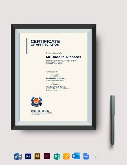 Free Thanks to Coach Certificate Template - Download in Word, Google Docs, Apple Pages ...