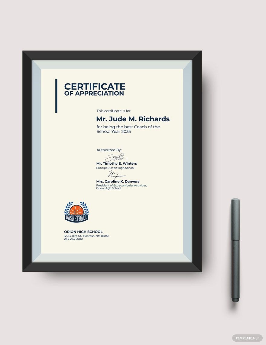 Basketball Coach Appreciation Certificate Template Download In Word 