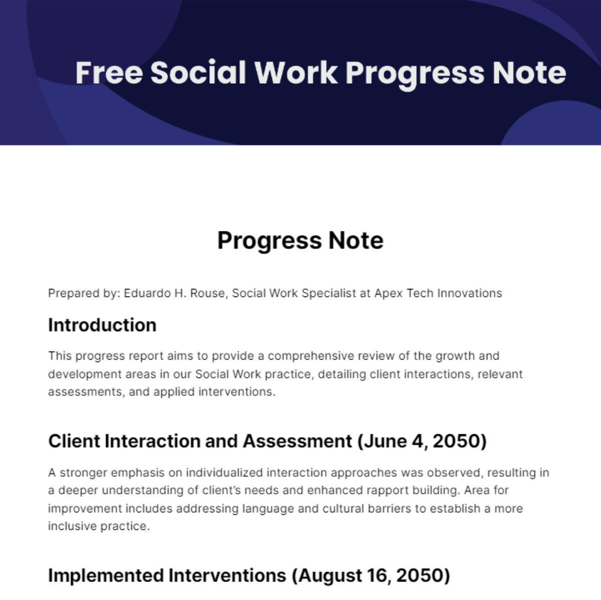 Free Progress Note Templates Editable And Printable