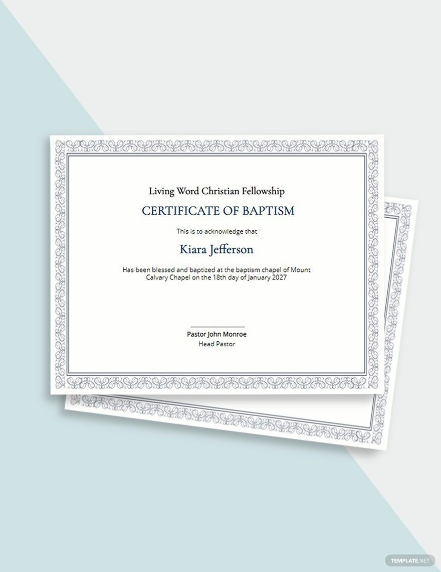 Christian Baptism Certificate Template Download In Word Google Docs 