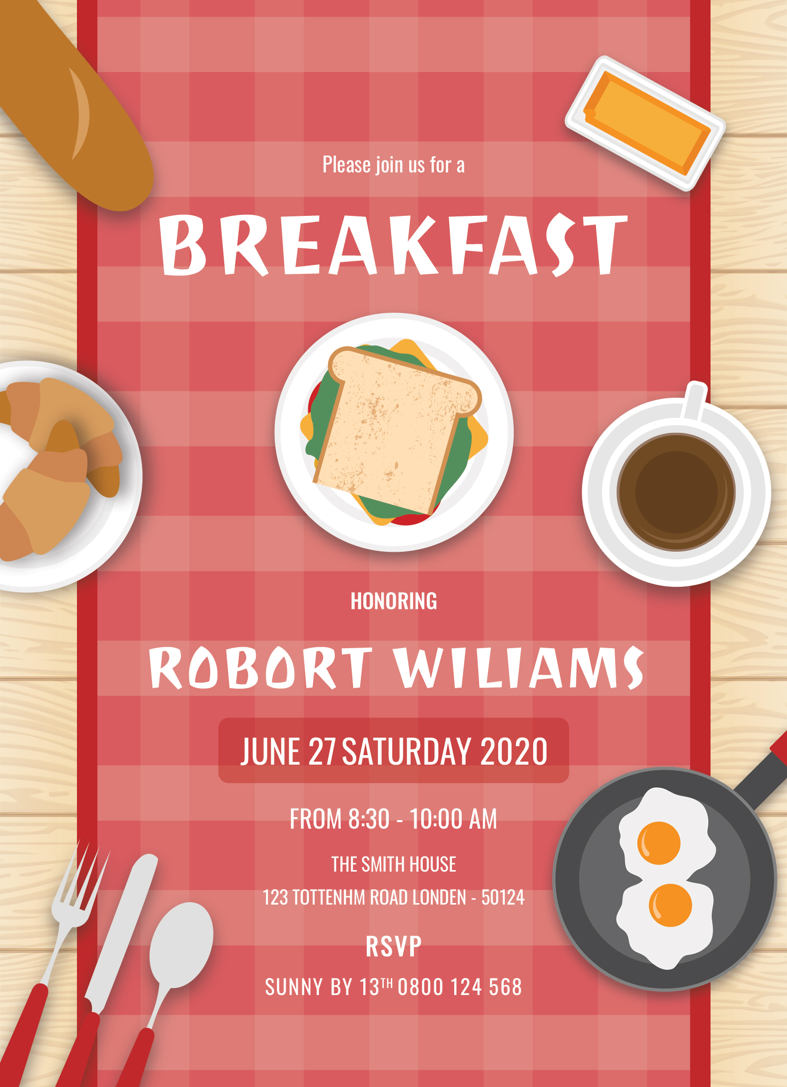 Breakfast Party Invitation Template In Adobe Photoshop Illustrator 