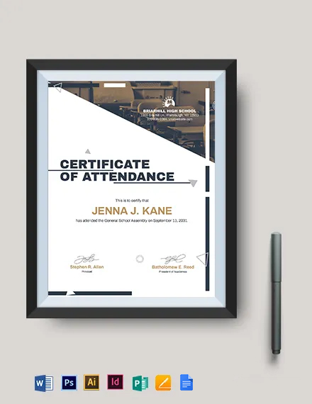 Conference Attendance Certificate Template - Google Docs, Illustrator ...