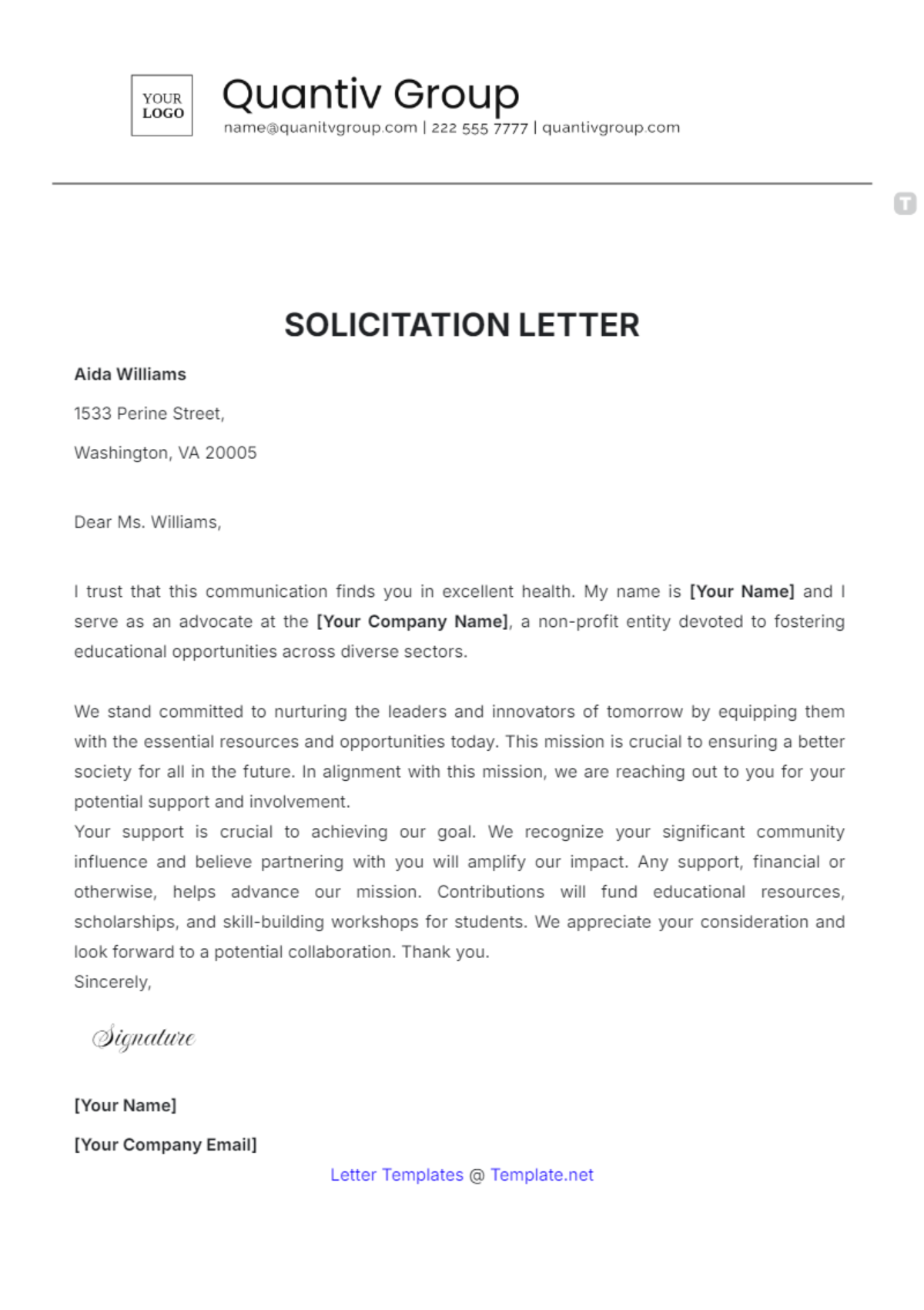 Free Solicitation Letter Templates Editable And Printable