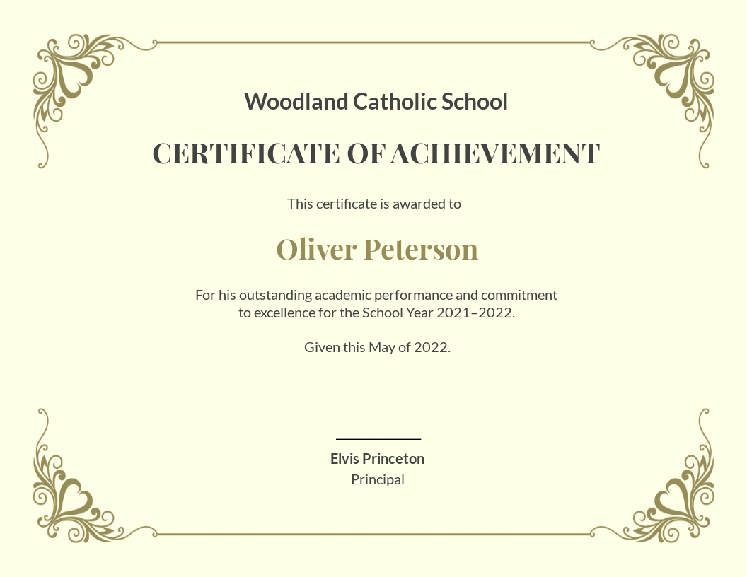 Certificate Of Achievement Template Word