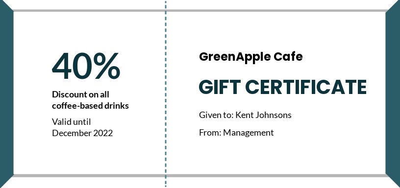 FREE Cafe Gift Certificate Template - PSD