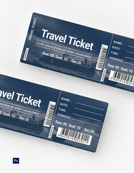 FREE Travel Ticket Template Download In Word Illustrator Photoshop 