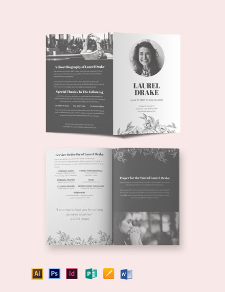 Eulogy Booklet Funeral Bi-Fold Brochure Template