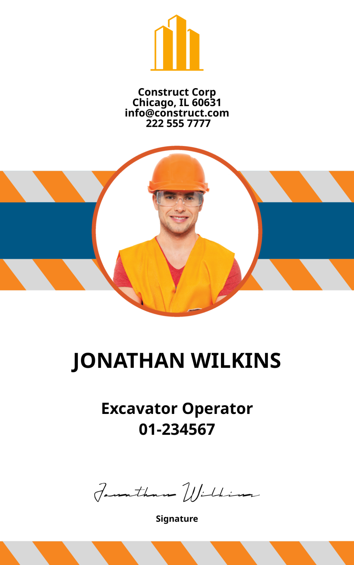 Excavation Construction ID Card Template - Edit Online & Download ...