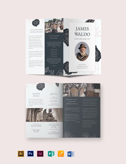 Floral Funeral Mass Bi-Fold Brochure Template