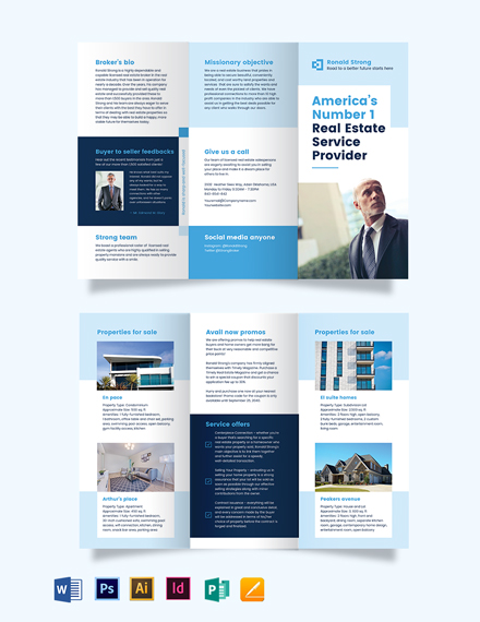 Licenced Real Estate Broker Agent/Agency Tri-Fold Brochure Template