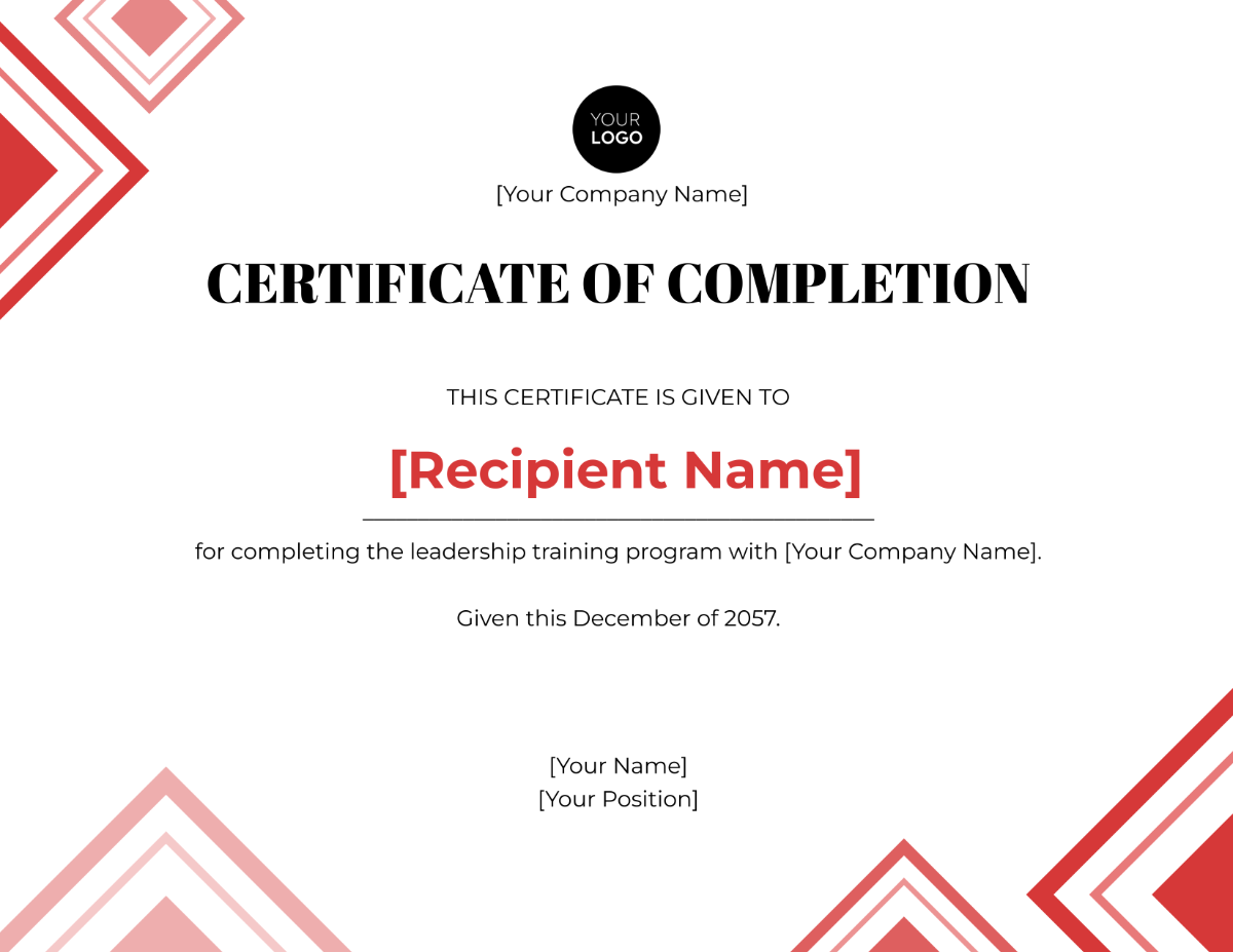 Free Completion Certificate Template - Edit Online & Download Example ...