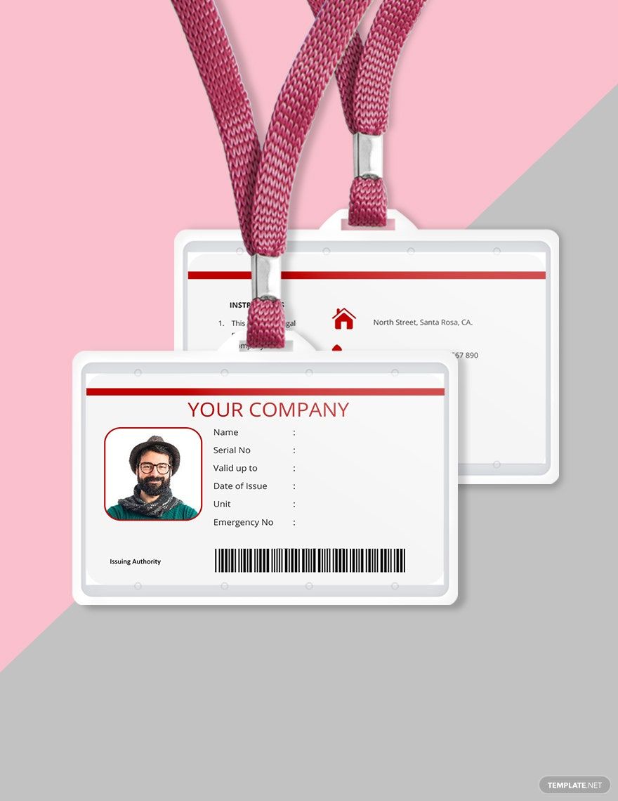 Blank Employee ID Card Template Illustrator Word Apple Pages PSD