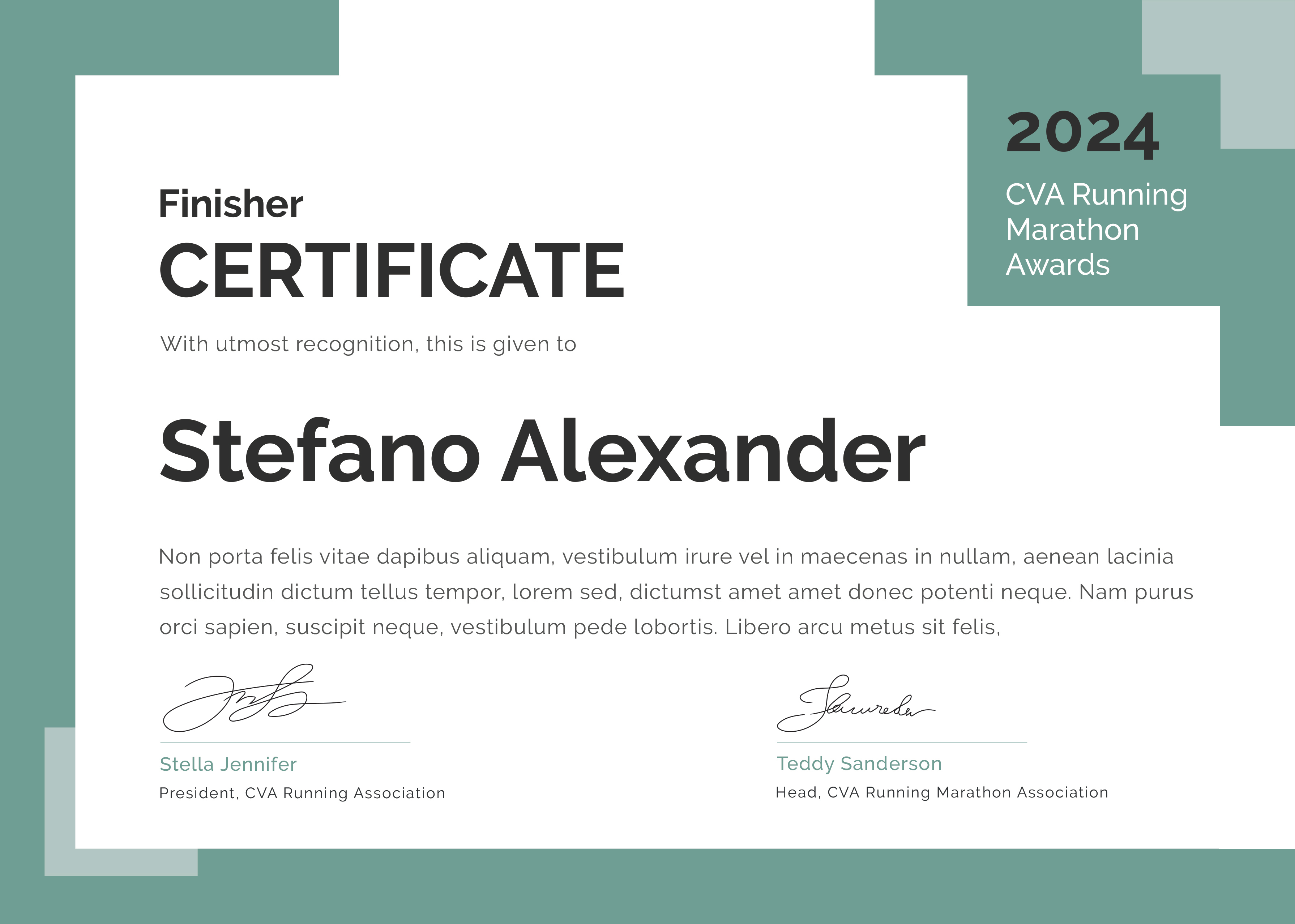 Free Running Award Certificate Template in Adobe Photoshop, Illustrator ...