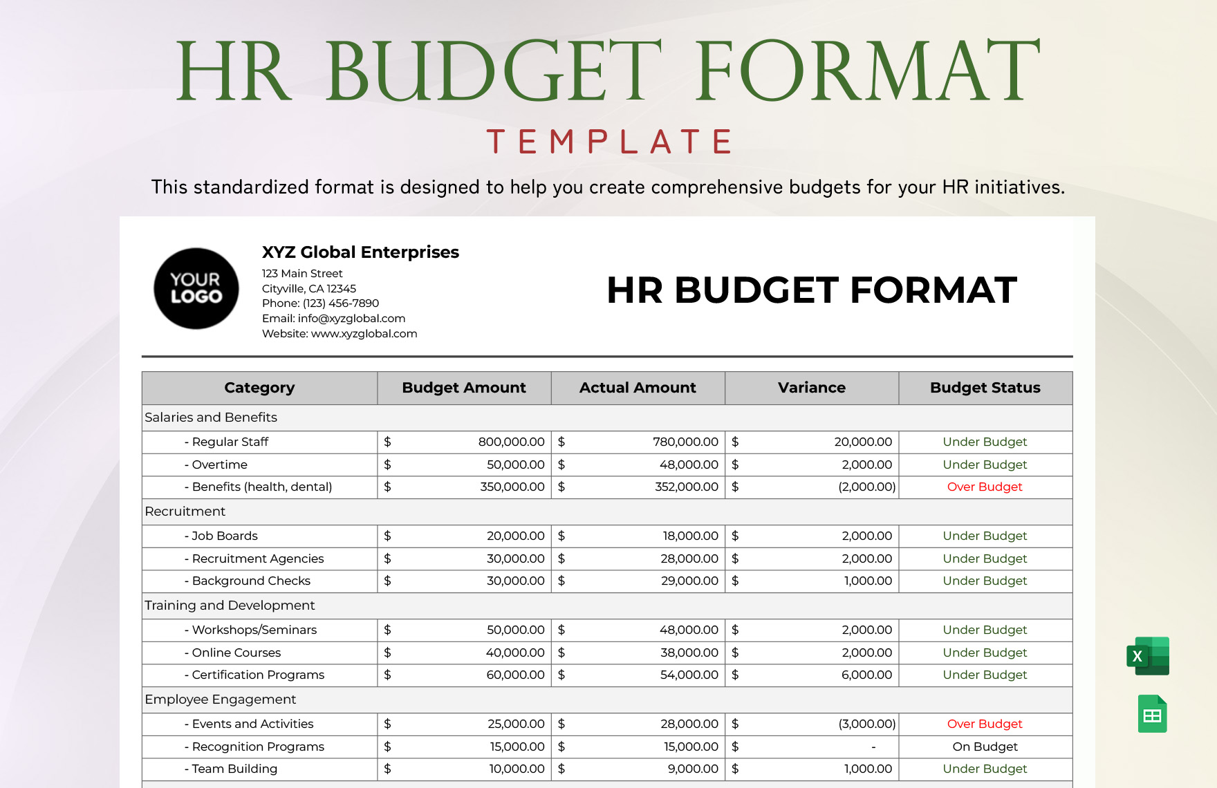 HR Budget Template In Excel Google Sheets Download Template HR Budget Template In Excel Google Sheets Download Template