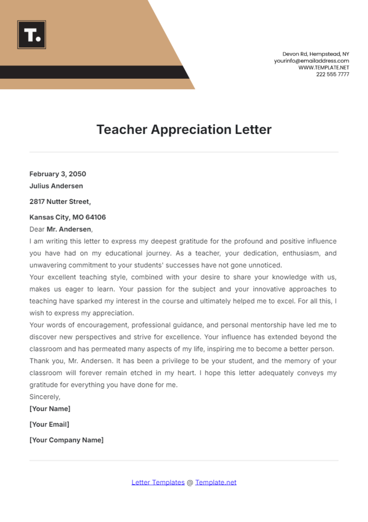 FREE Appreciation Letter Templates & Examples - Edit Online & Download ...