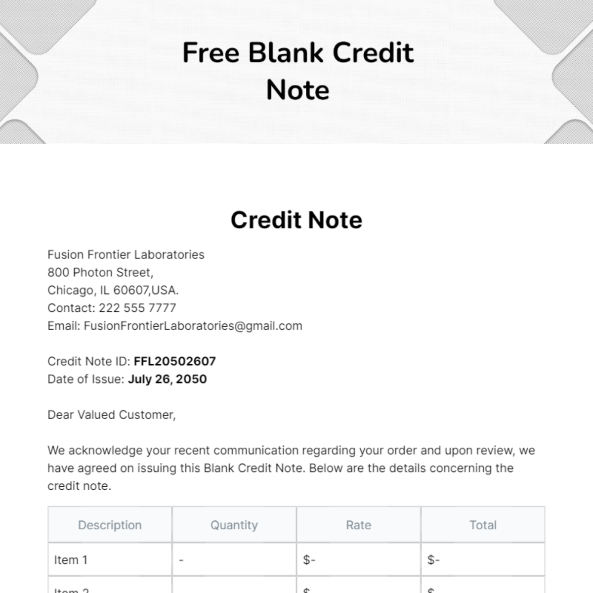 Free Blank Credit Note Edit Online Download Template Free Blank Credit Note Edit Online Download Template