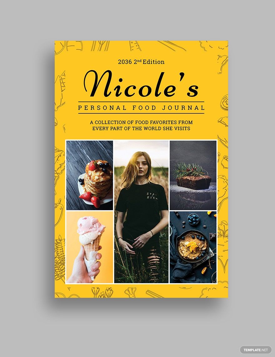 Food Journal Book Cover Template Illustrator InDesign Word Apple 