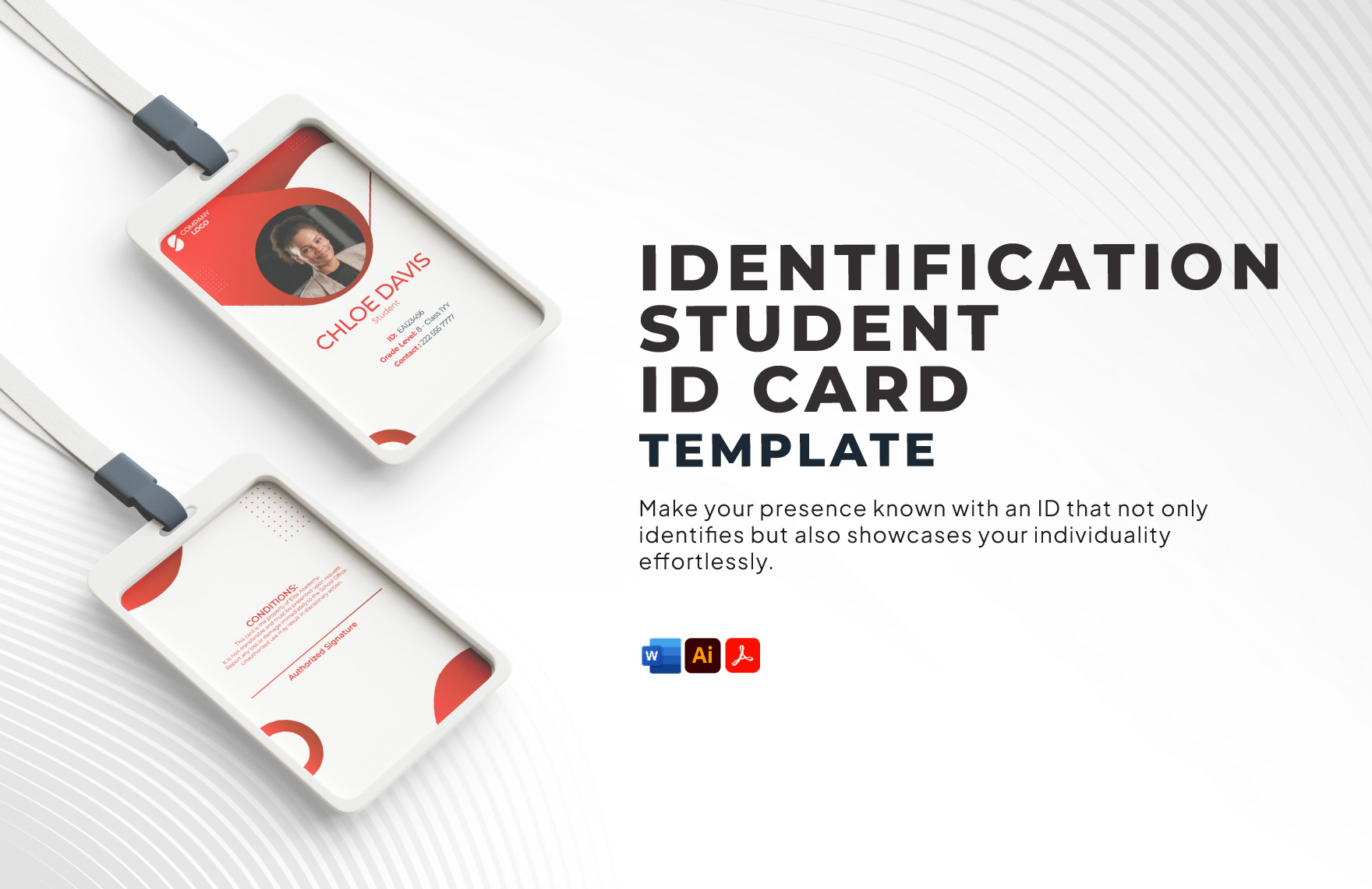 Student ID Card Template - Download in Word, PDF, Illustrator, Apple ...
