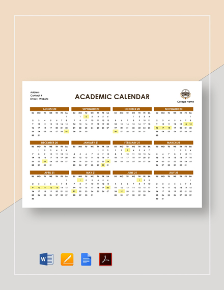 18 Academic Calendar Templates Free Downloads Template