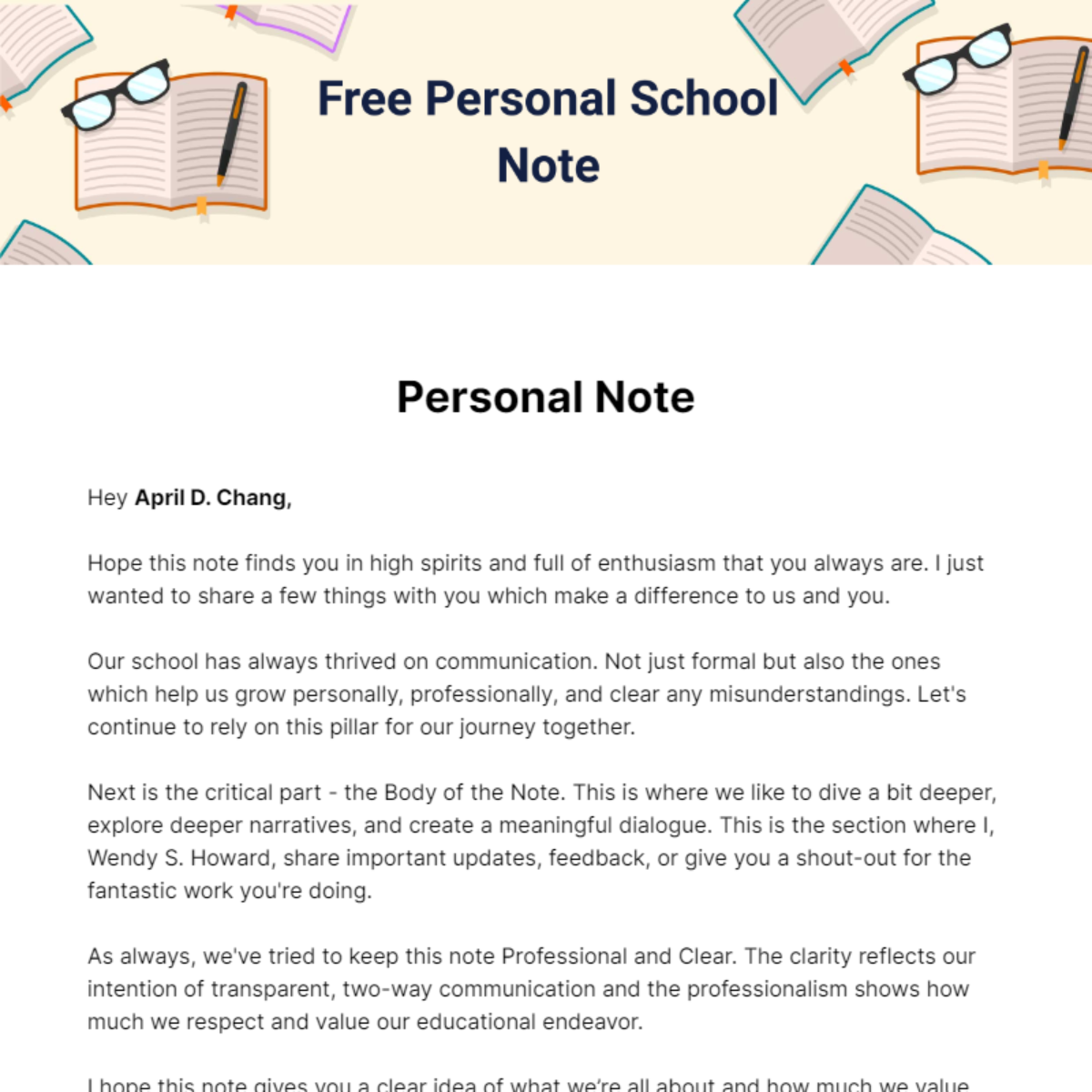 Free Personal School Note - Edit Online & Download | Template.net