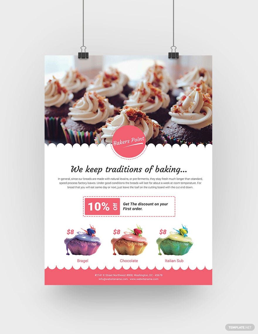 Bakery Poster Template Illustrator PSD Template