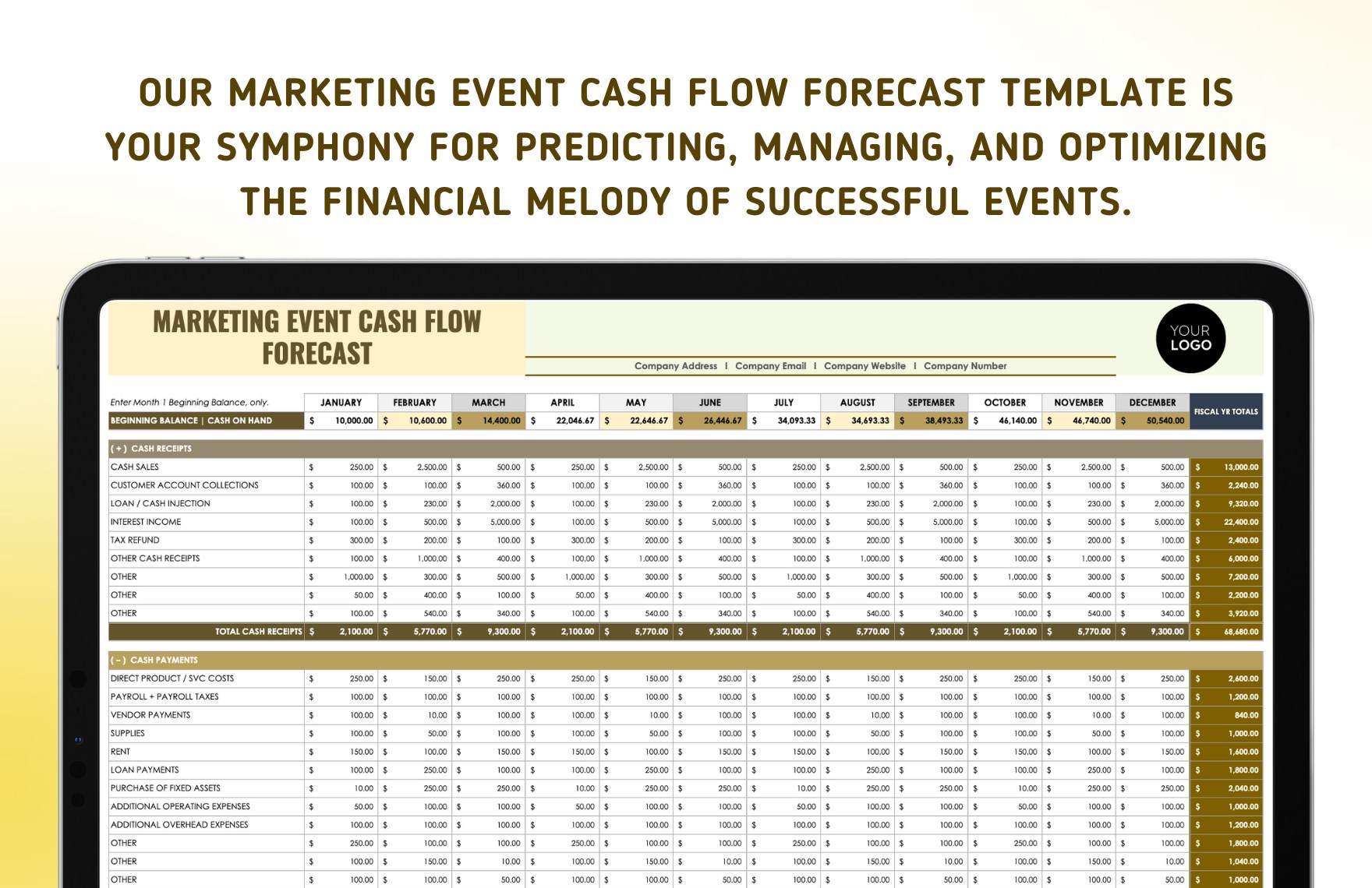 Marketing Event Cash Flow Forecast Template in Excel, Google Sheets ...