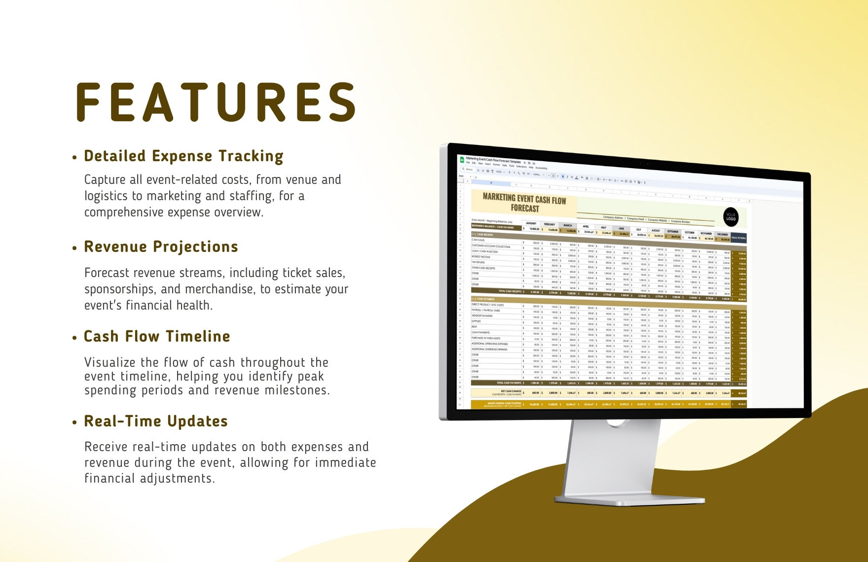 Marketing Event Cash Flow Forecast Template in Excel, Google Sheets ...