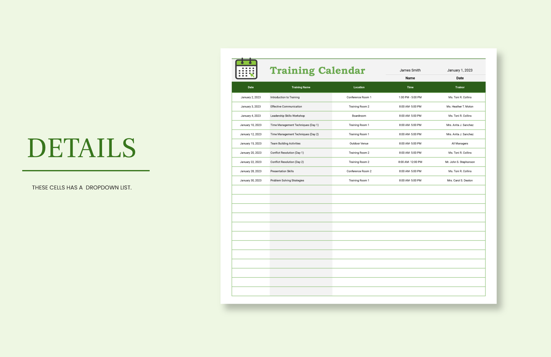 Training Calendar Template - Download in Word, Google Docs, Excel ...