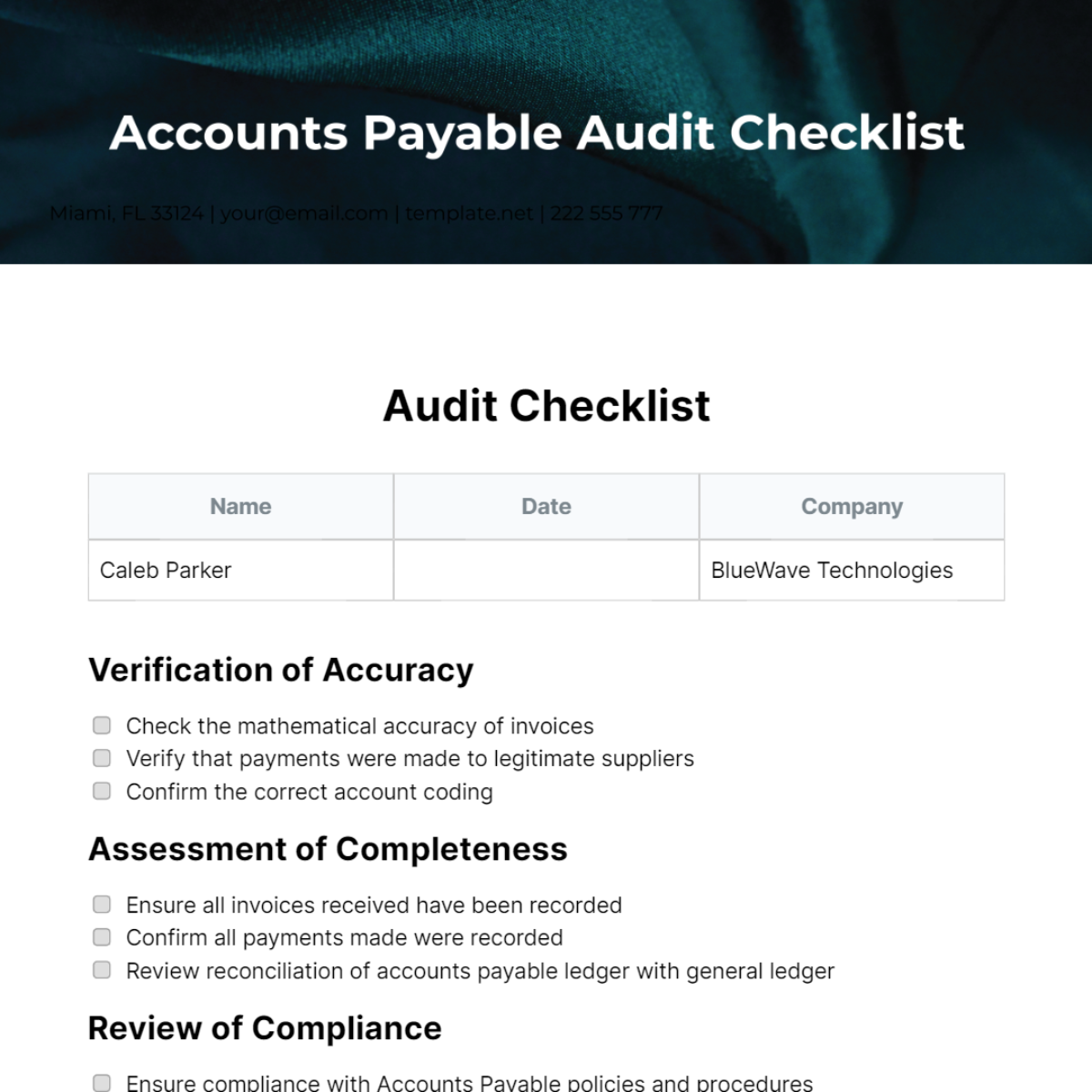 FREE Audit Checklist Templates & Examples - Edit Online & Download ...