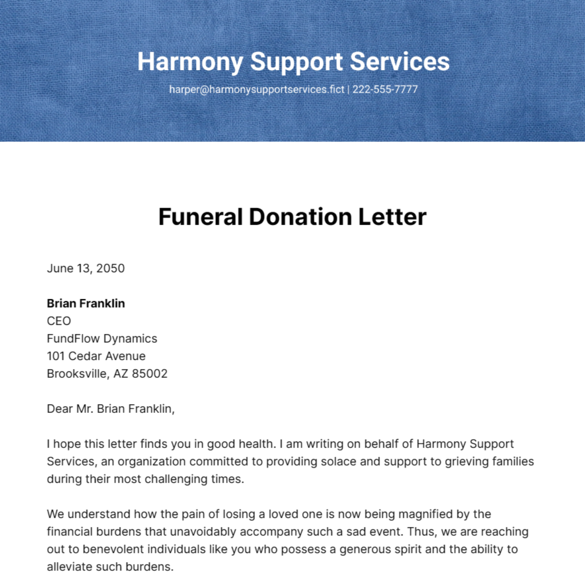 Memorial Donation Acknowledgement Letter To Family Infoupdate